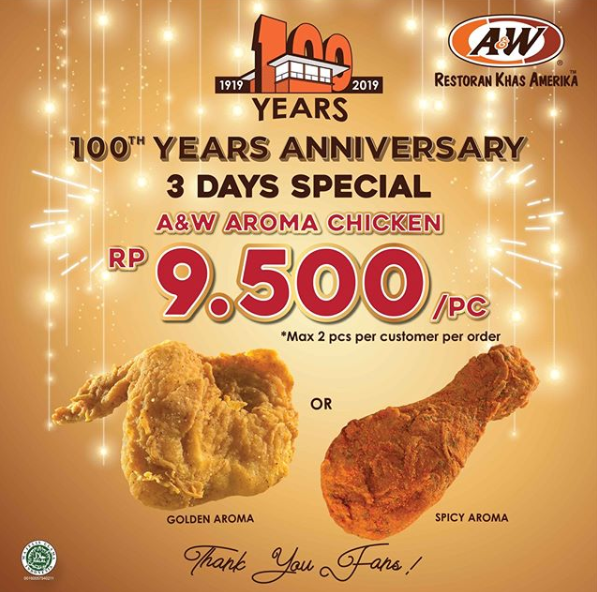 Promo 100 Tahun A&W Dapatkan Harga Spesial A&W Aroma Chicken - Info ...